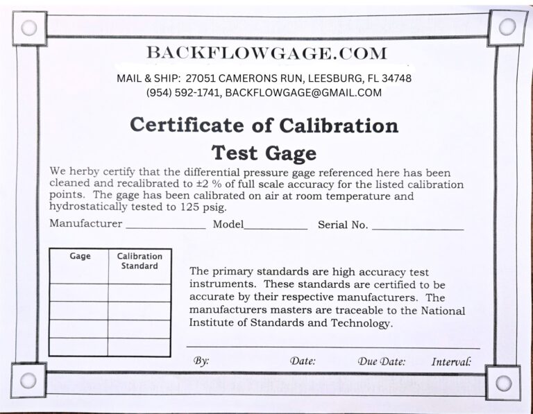 Annual Calibration Service for Backflow Test Gauge | BackflowGage